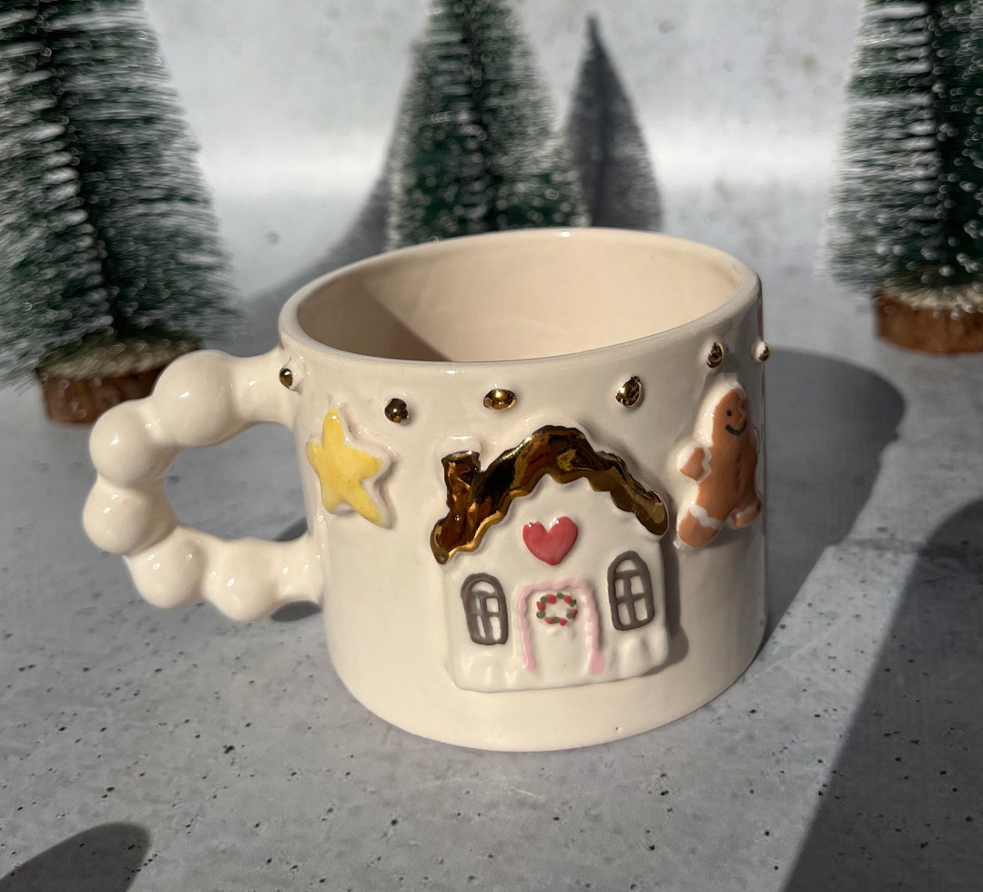 Christmas Gingerbread House Mug Gold Sweet Cup Ceramic - Etsy