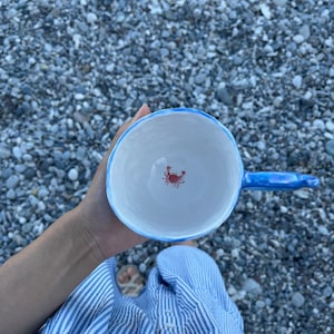 Pottery Beach Mug, Handmade Seaside Coffee Cup, Wawe Mug, Ocean Style ...