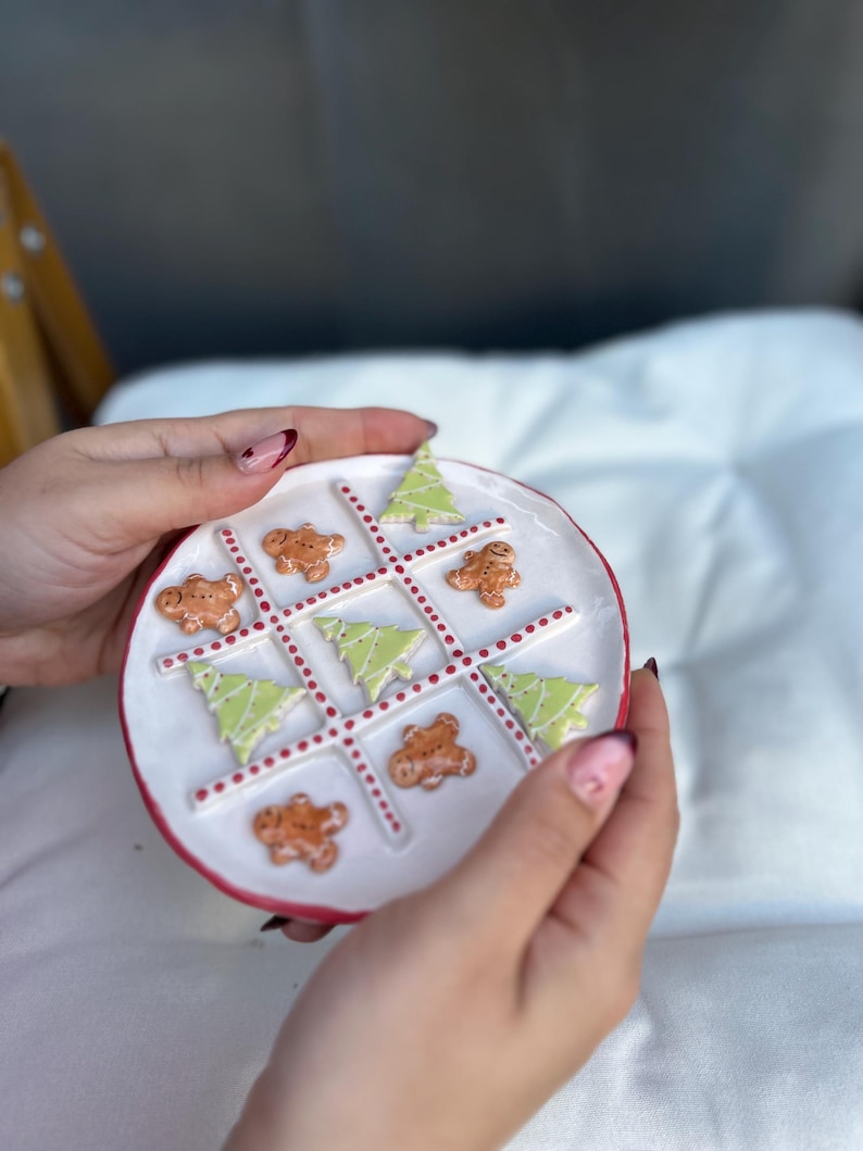 Handmade Christmas Tic Tac Toe, Ceramic XOXO Game for Kids Set, Coffee ...