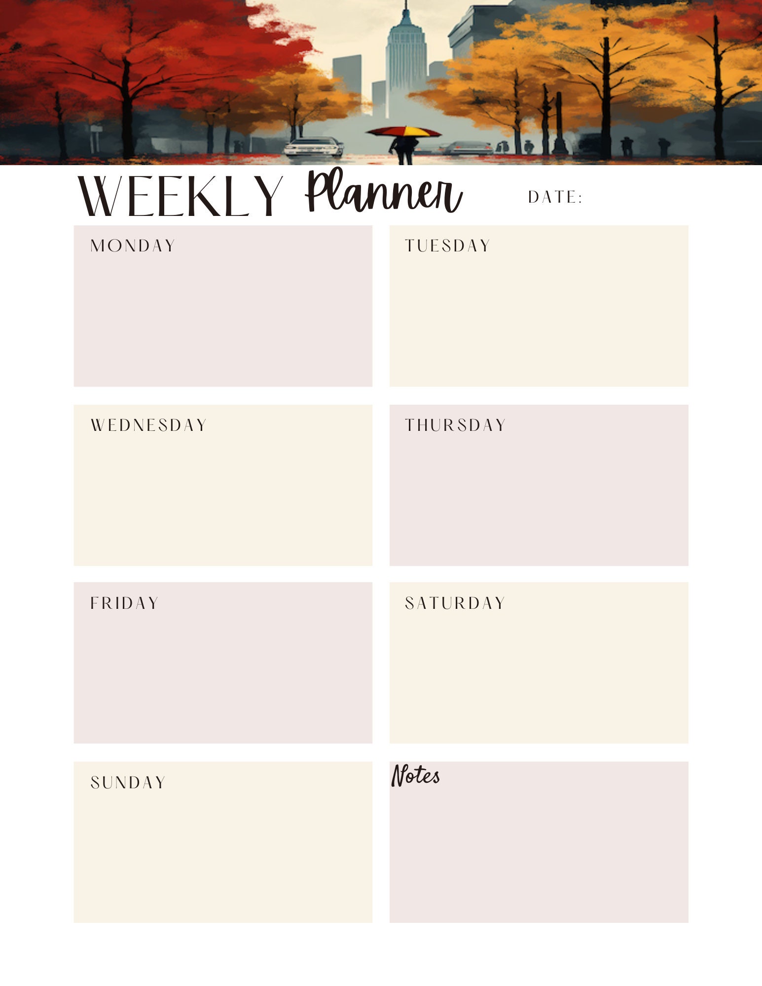 Weekly Planner- Printable- New York Prints - Etsy