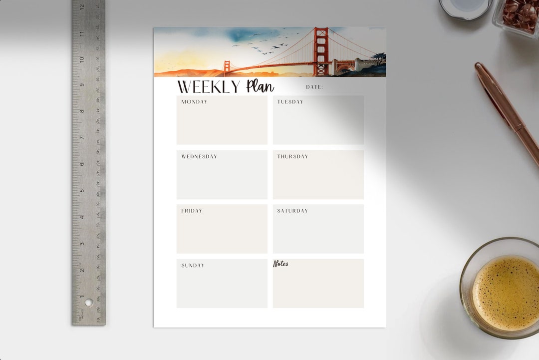 Weekly Planner Printable- California Theme Prints - Etsy