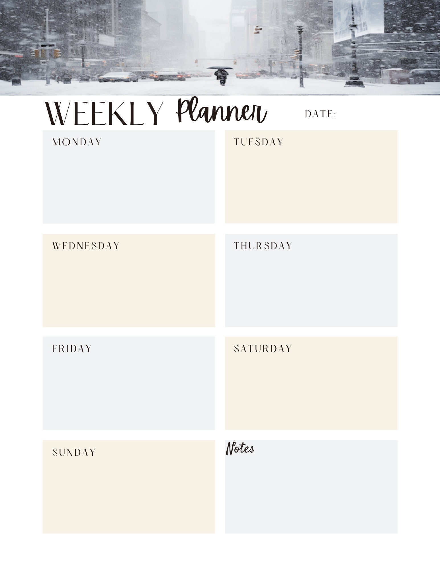 Weekly Planner- Printable- New York Prints - Etsy
