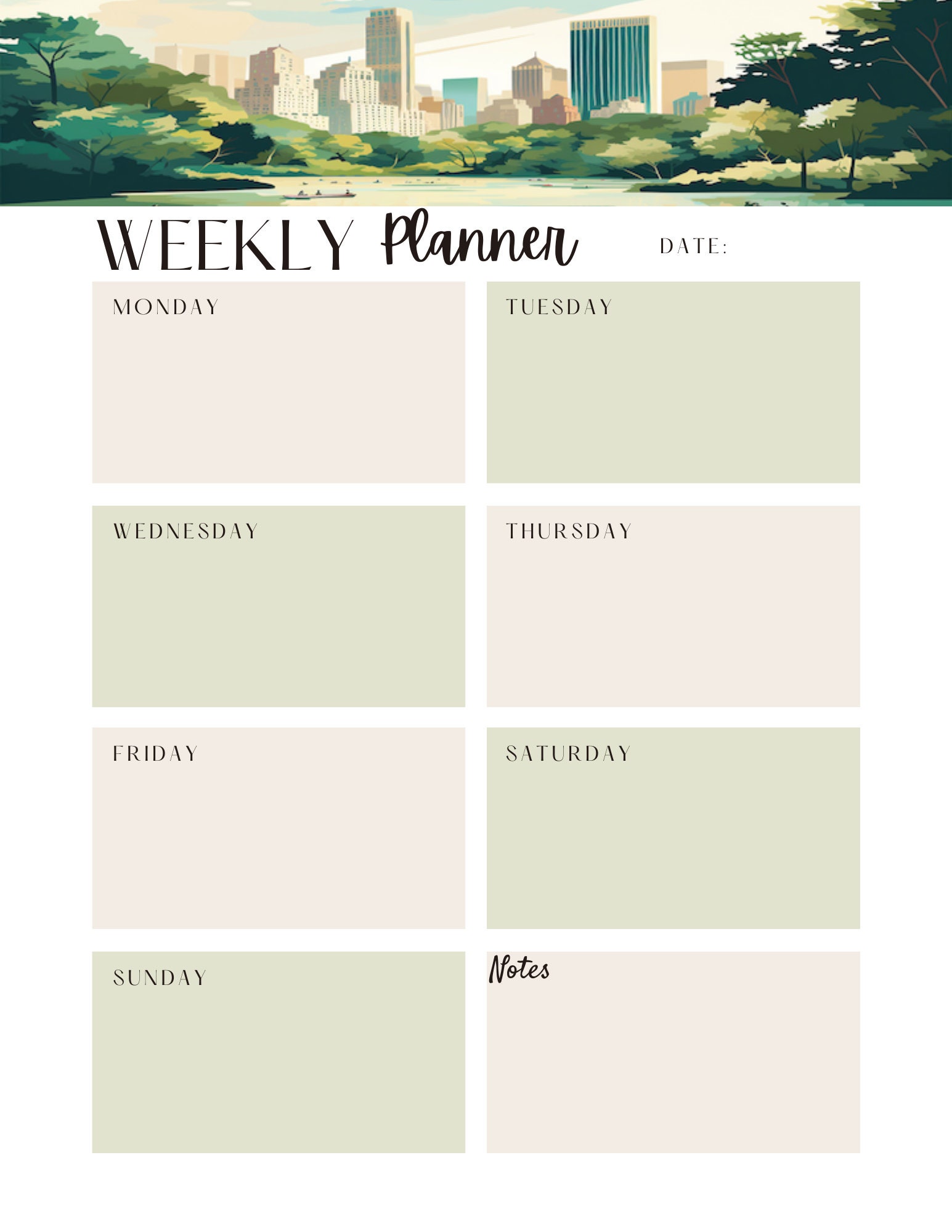 Weekly Planner- Printable- New York Prints - Etsy