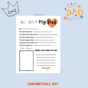 Father's Day Printable All About My Dad Activity Page Father's Day Gift ...