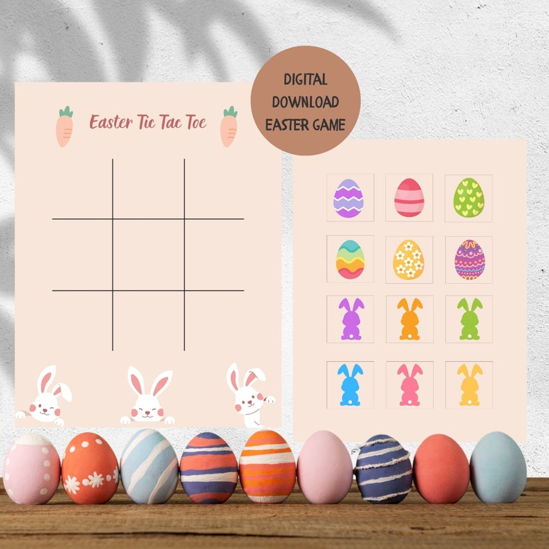 Printable Easter Tic Tac Toe Game, Easter Family Game, Tic Tac Toe ...
