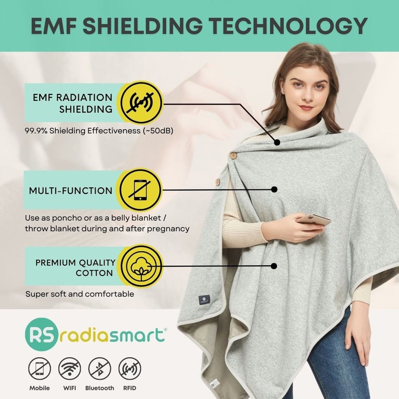 Emf Blanket Radia Smart EMF Poncho Blanket, 5G, Wearable Faraday Emf ...
