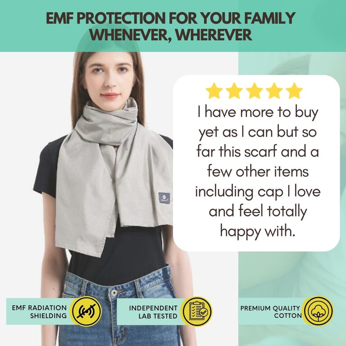 Radia Smart® EMF Protection Scarf, RF Blocking, 5G Blocking, Anti ...