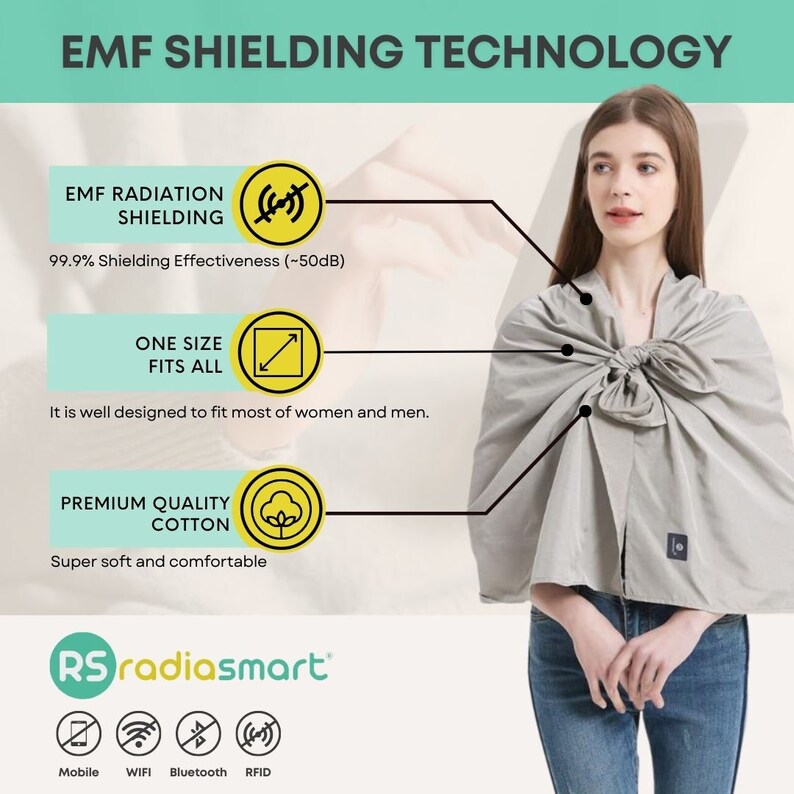 Radia Smart® EMF Protection Scarf, RF Blocking, 5G Blocking, Anti ...