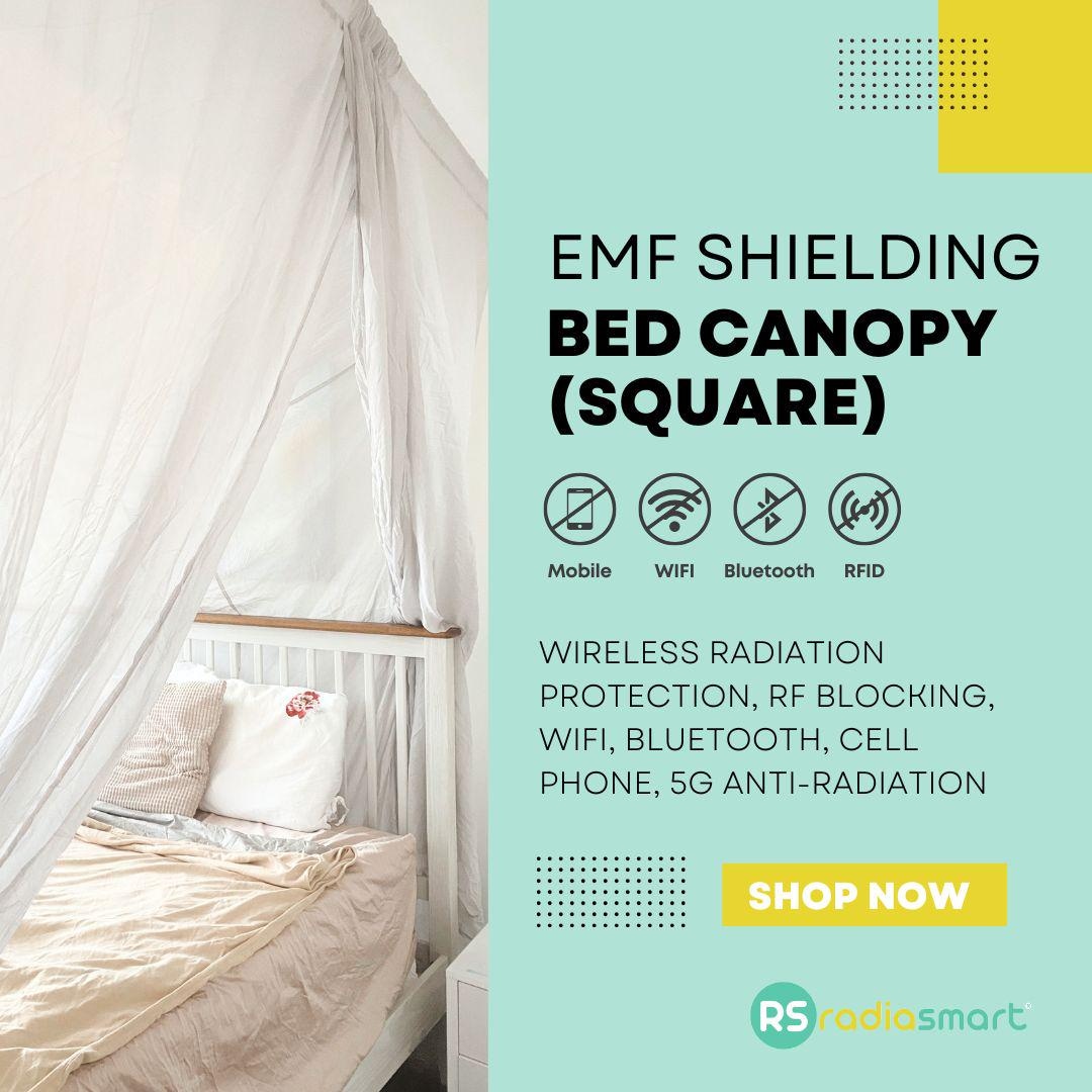 Radia Smart® EMF Protection Bed Canopy Square | RF Shielding, 5G Anti ...