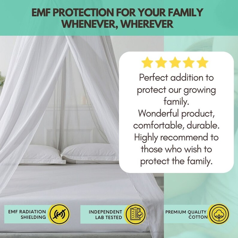 Radia Smart® EMF Protection Bed Canopy Circle RF Shielding, 5G Anti ...