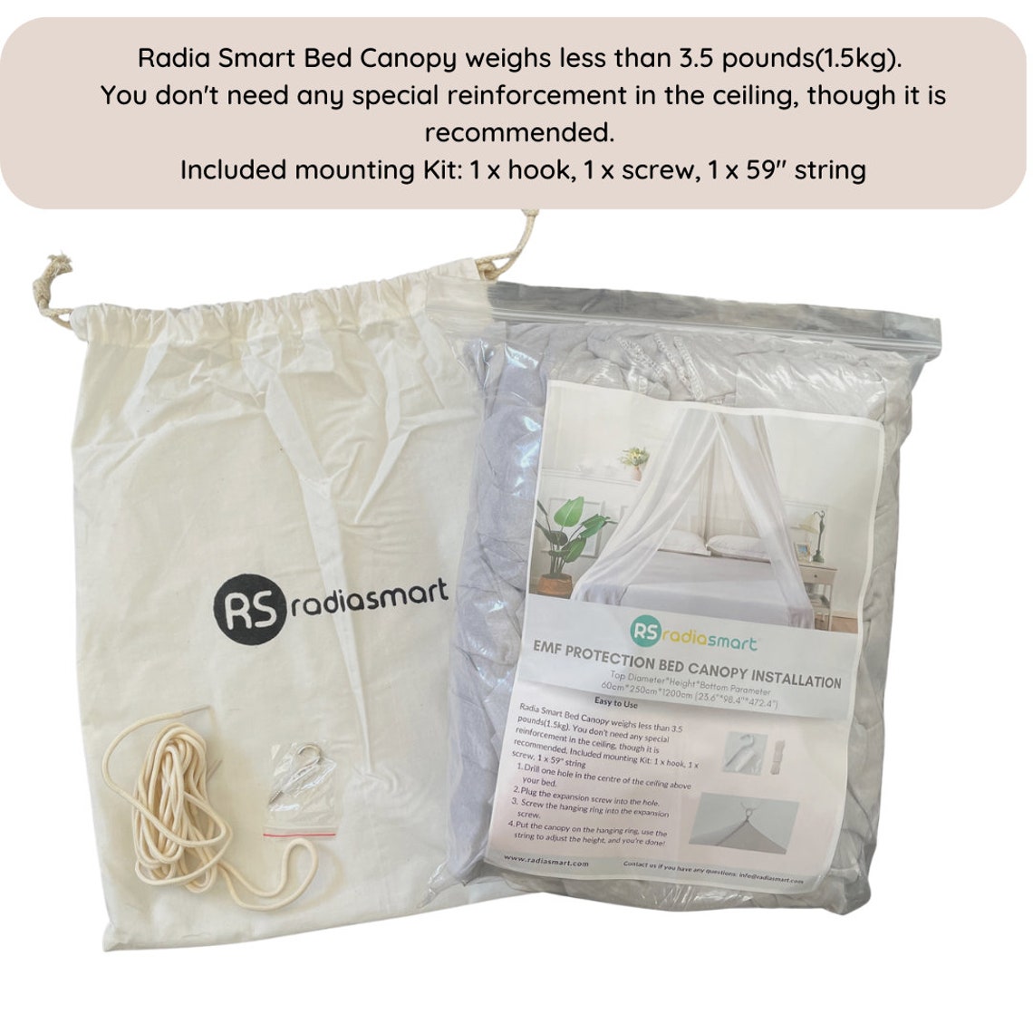 Radia Smart® EMF Protection Bed Canopy Circle | RF Shielding, 5G Anti ...