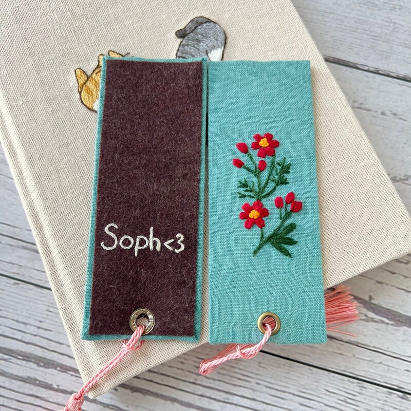 Embroidered Bookmark - Etsy