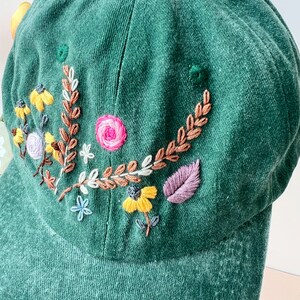 Custom Floral Hand Embroidered Baseball Cap, Rose Embroidered Hat, Wash ...