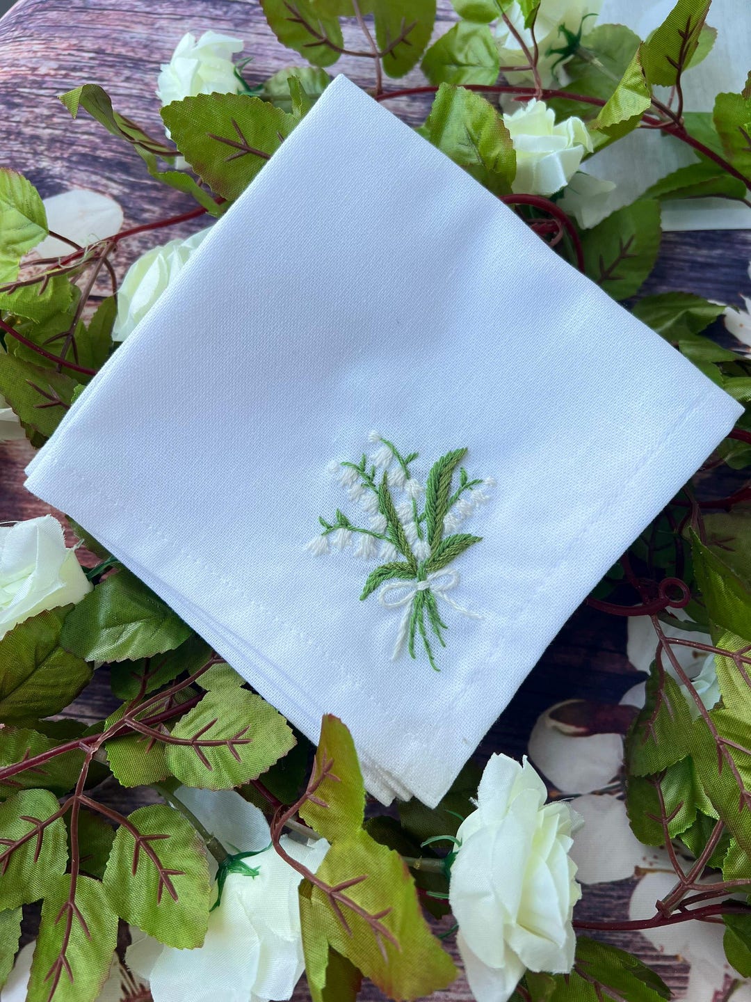 Personalized Embroidered Lily of the Valley Handkerchiefs, Linen ...