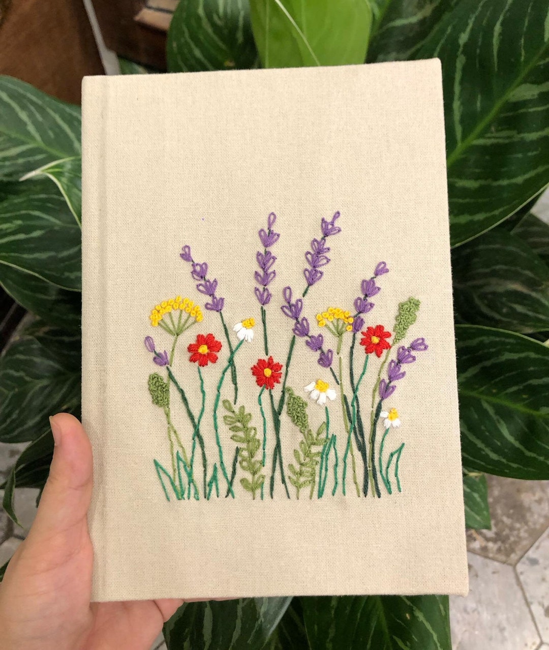 Lavender Embroidered Notebook A5 A6, Hand Embroidered Notebook, Custom ...
