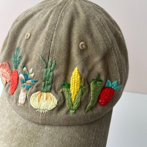 Custom Vegetable Embroidered Baseball Cap, Hand Embroidered Baseball ...