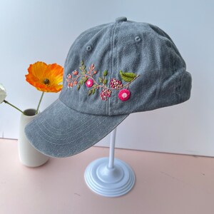 Custom Floral Hand Embroidered Baseball Cap, Rose Embroidered Hat, Wash ...