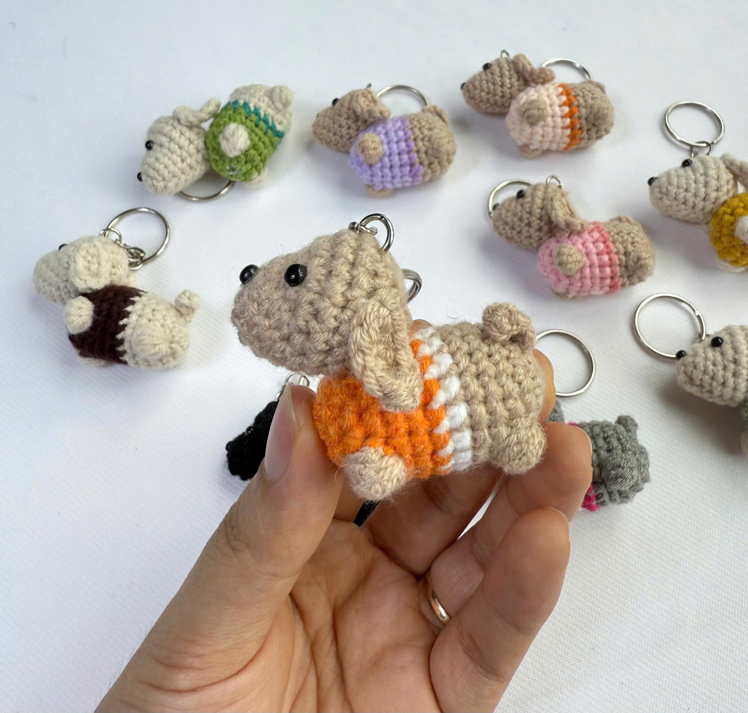 Handmade Crocheted Dachshund Keychain, Crochet Wiener Dog Keychain, Buy ...