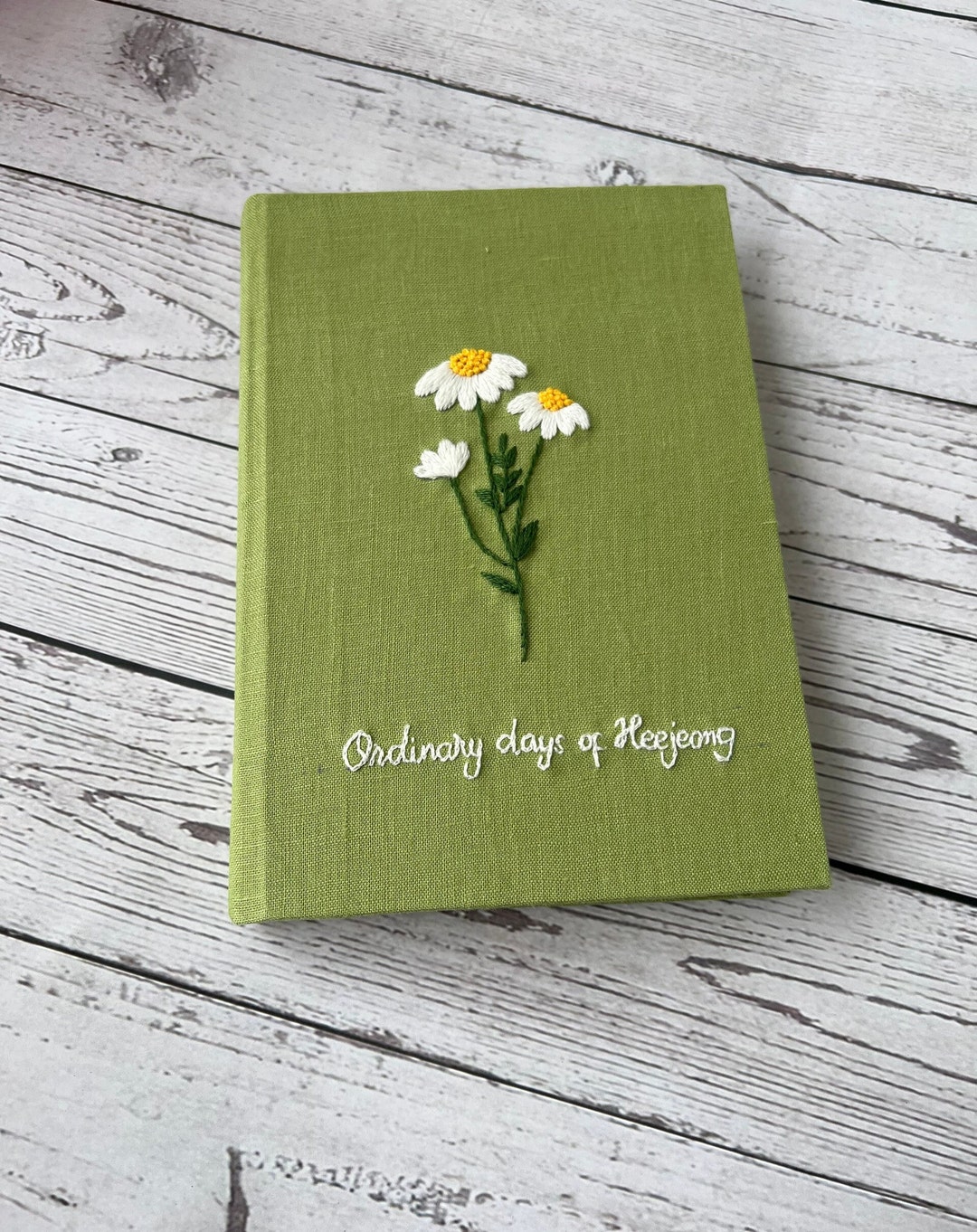Daisy Handmade Notebook A5 A6, Hand Embroidered Notebook, Daisy Fabric ...