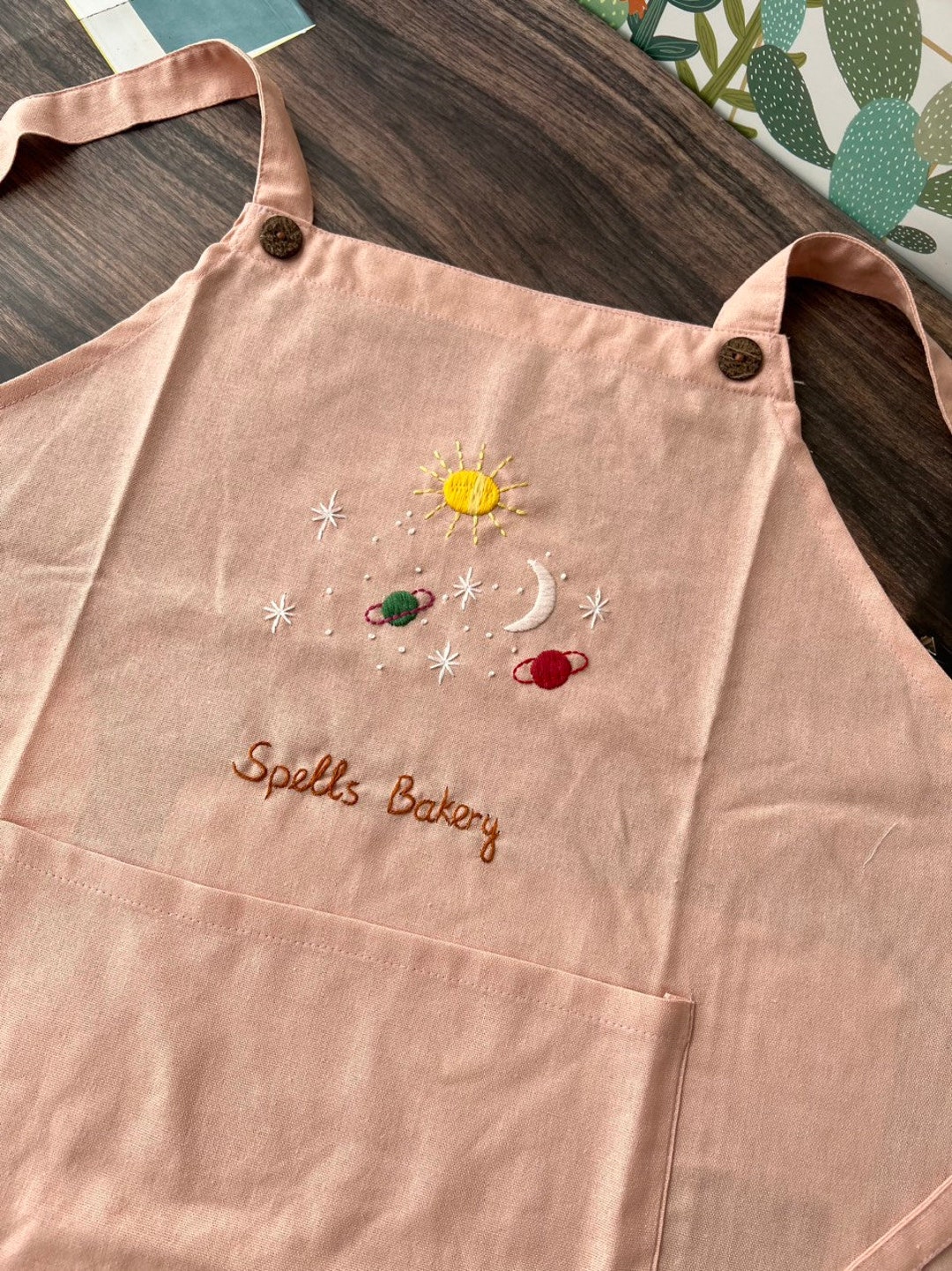 Galaxy Embroidered Apron, Hand-embroidered Apron Personalized, Linen ...