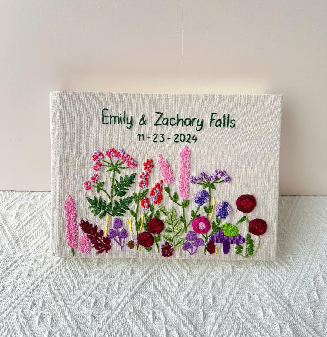 Custom Hand Embroidered Notebook, Photo Album, Wedding Guest Book, Baby ...