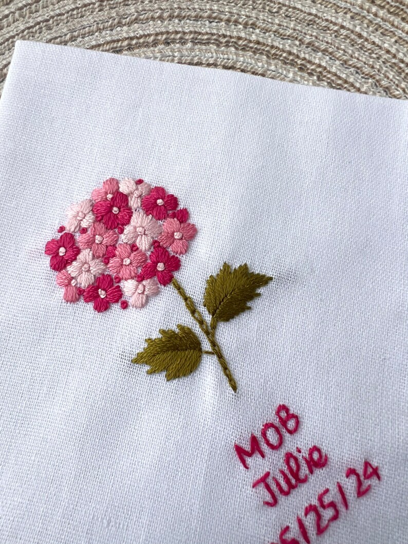Pink Flowers Embroidered Handkerchiefs, for Happy Tears, Personalized ...