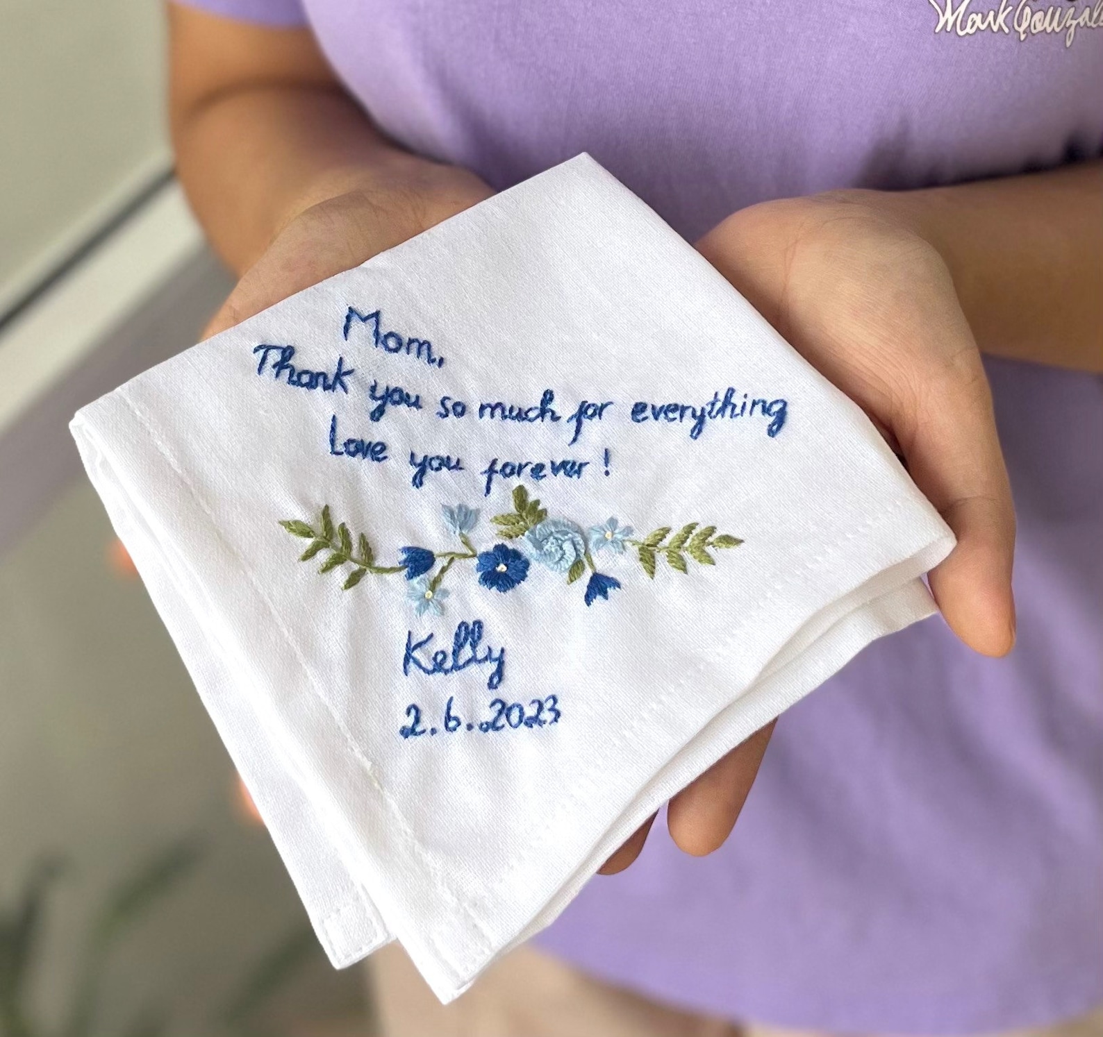 Hand Embroidered Handkerchiefs, Personalized Linen Wedding Handkerchief ...