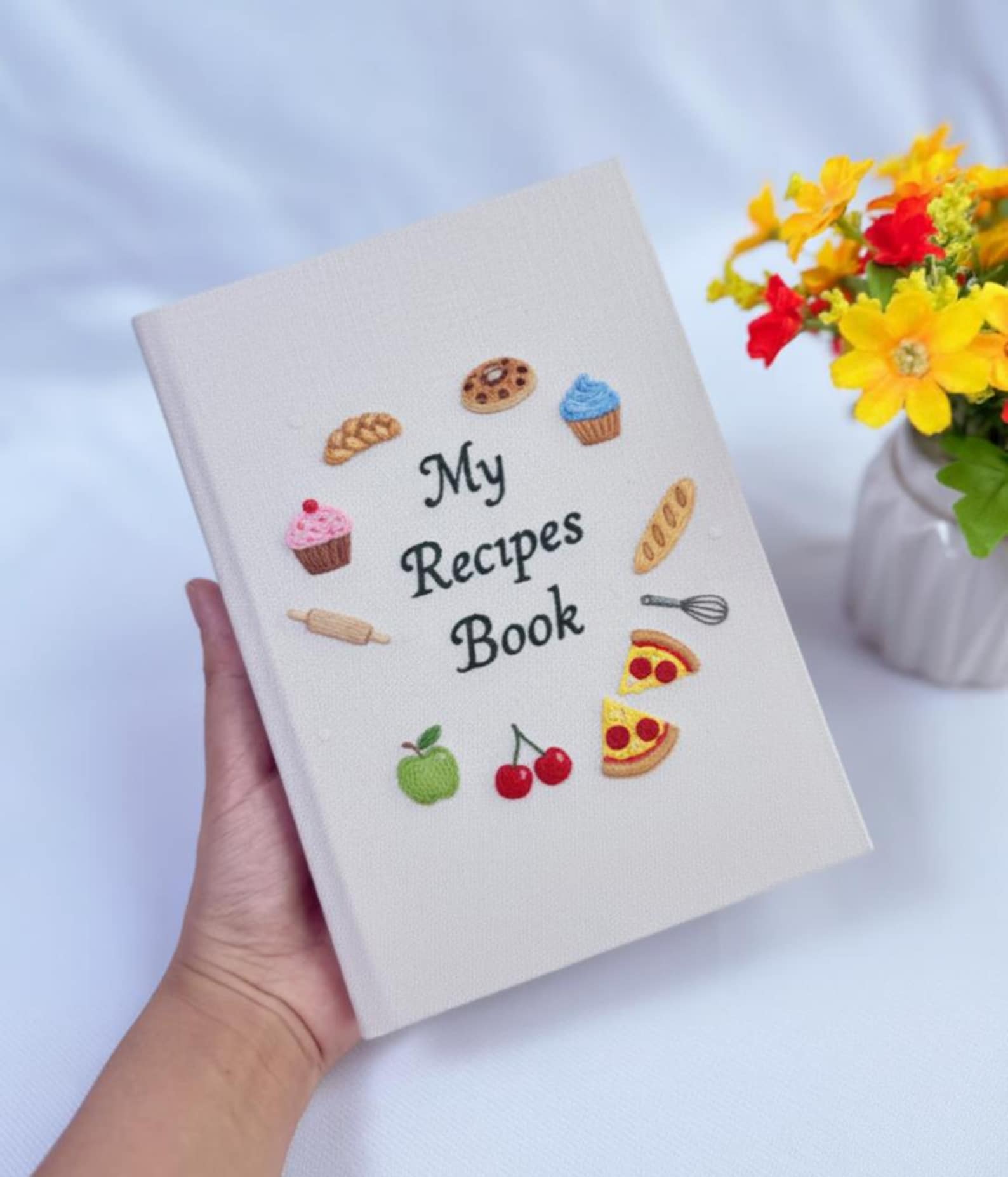 My Recipes Hand Embroidered Notebook A5, Personalized Recipe Notebook ...