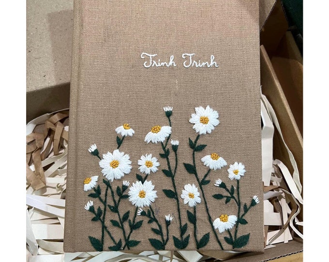 Flowers and Lace- Growing- Journal With Hand Embroidered Silk Flowers ...