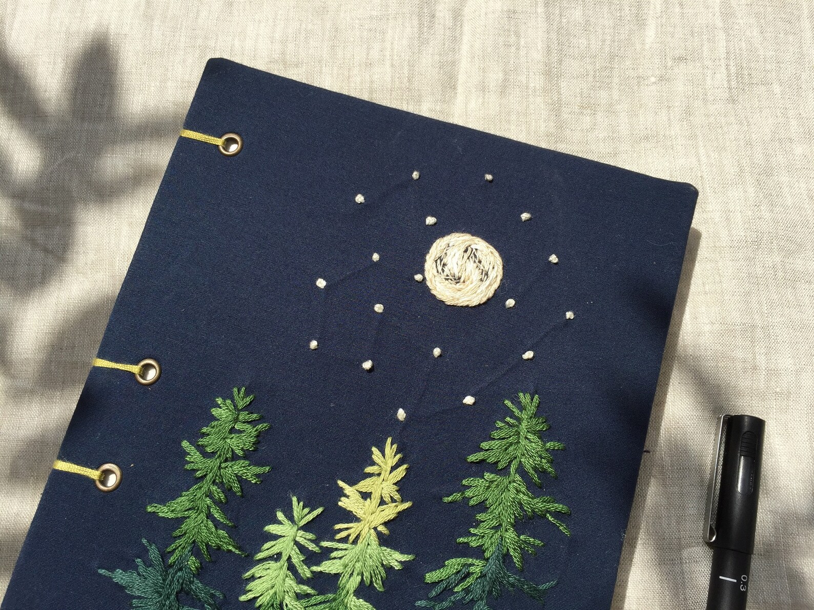 Handmade Embroidered Notebook, Pine Forest Notebook, Custom Journal ...