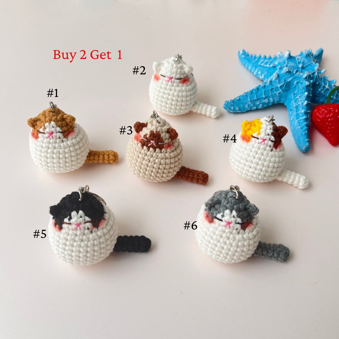 Crochet Cute Cat Keychain, Buy 2 Get 1, Mini Cat Keychain, Handmade Cat, Cute Keychain, Crochet ...