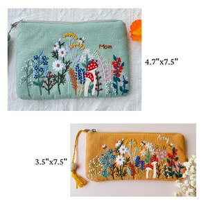 Personalized Hand Embroidered Pencil Case, Mushroom Linen Pouch ...