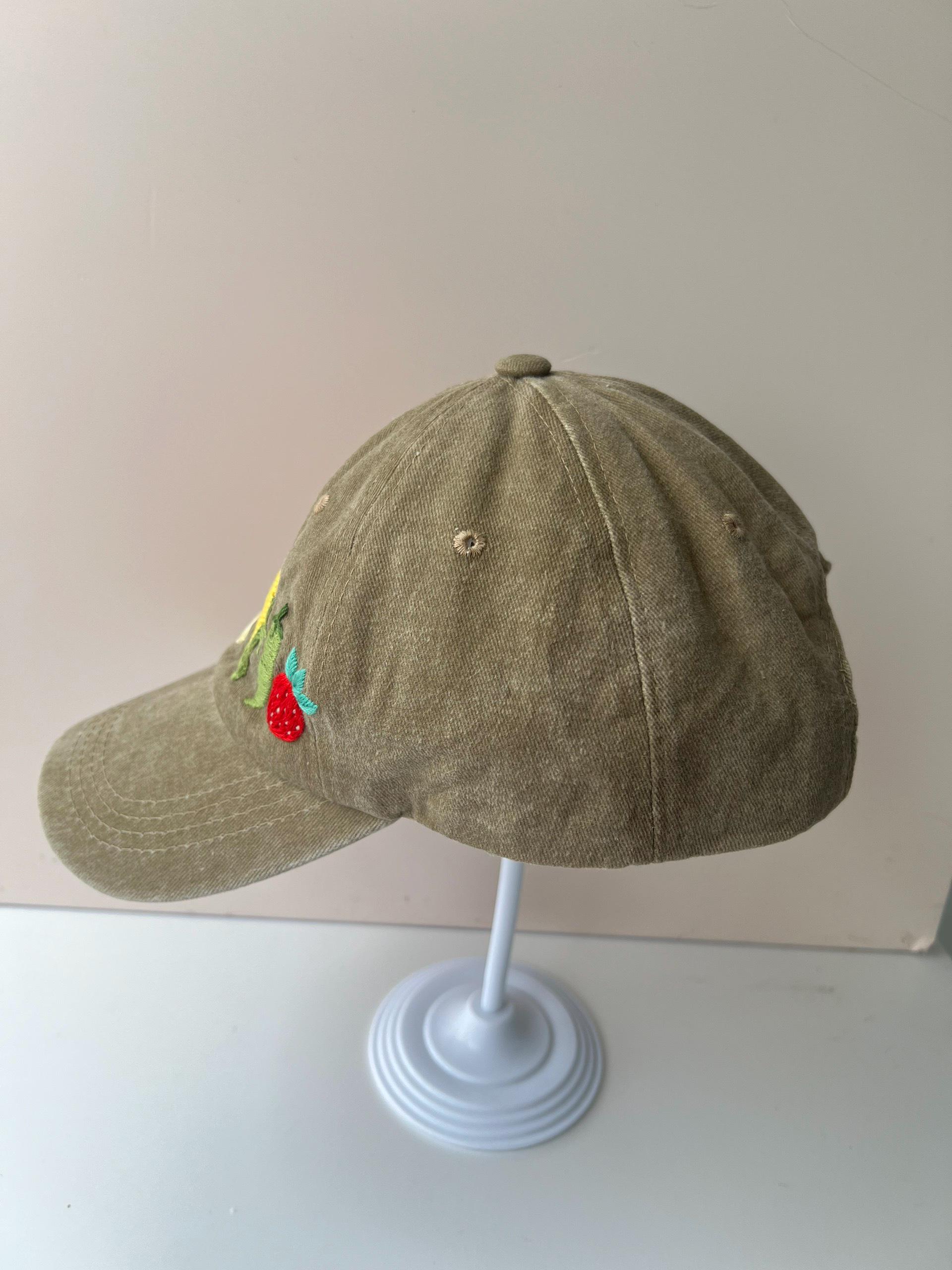 Custom Vegetable Embroidered Baseball Cap, Hand Embroidered Baseball ...
