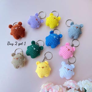 Crochet Cute Bear Keychain, Buy 2 Get 1, Ready to Ship, Handmade Bear ...