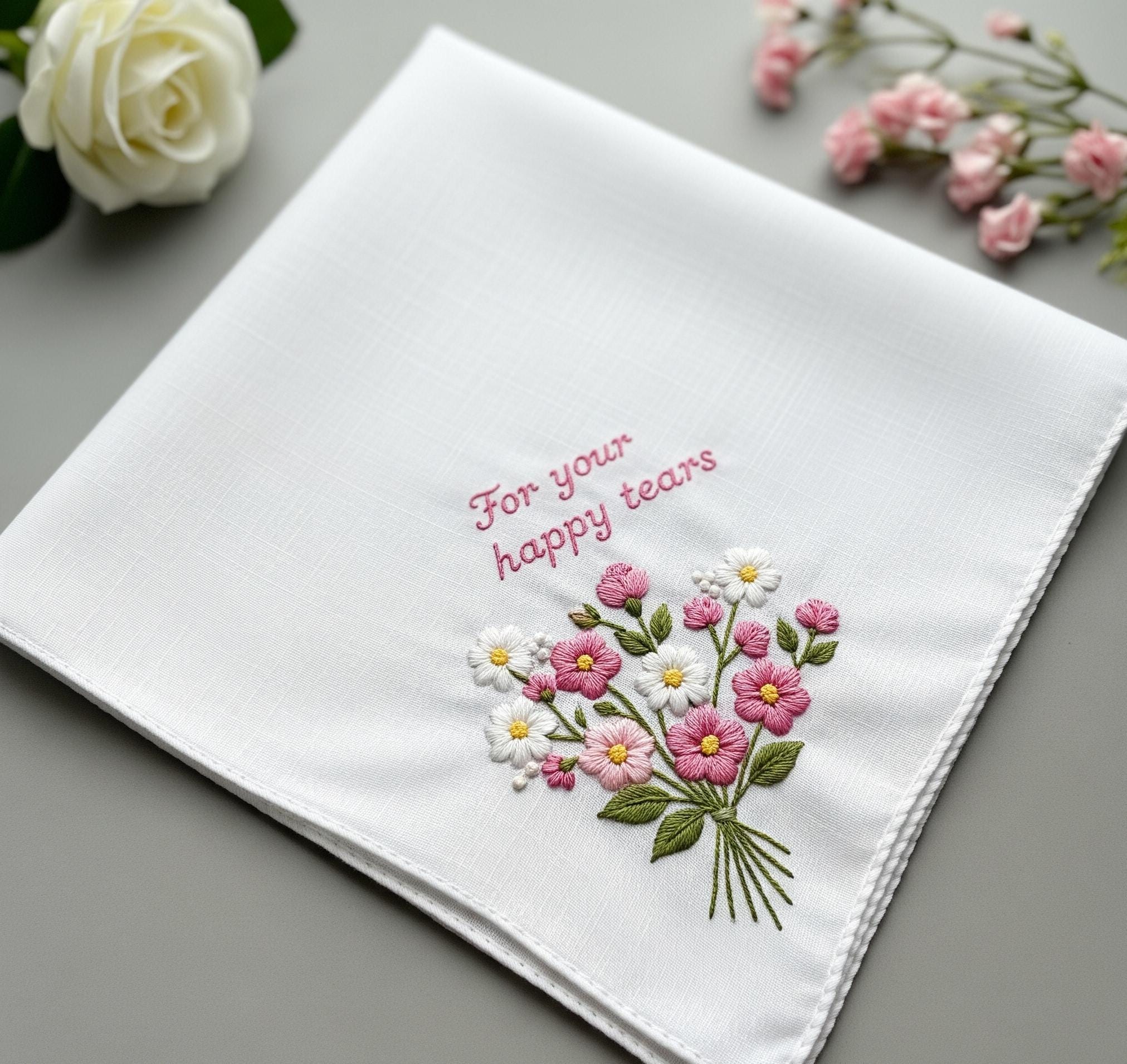 Hand Embroidered Handkerchiefs, Personalized Linen Wedding Handkerchief ...