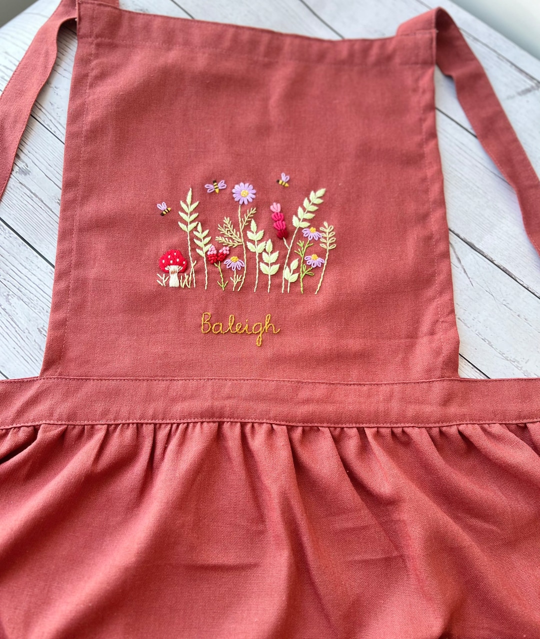 Hand Embroidered Apron Women, Personalized Apron, Flower Garden ...