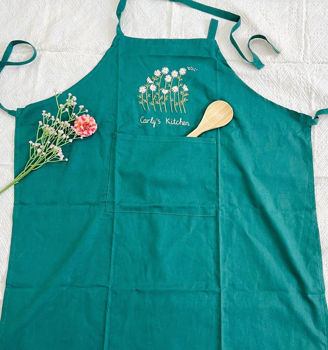 Wild Flower Embroidered Apron for Women, Hand-embroidered Apron ...