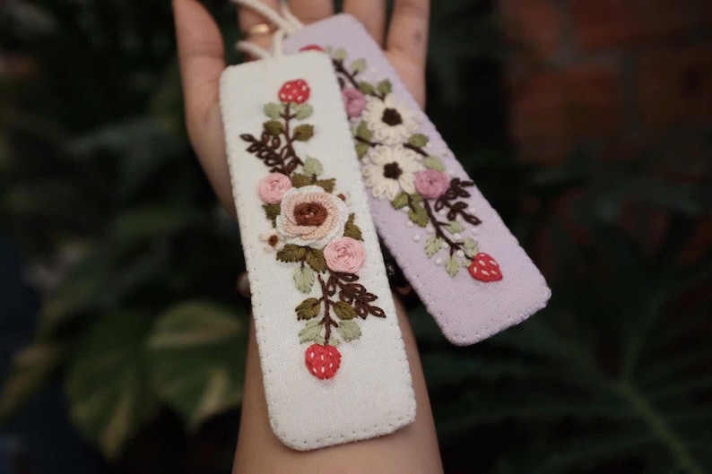 Vintage Hand Embroidered Custom Bookmark, Flower Hand Embroidered ...