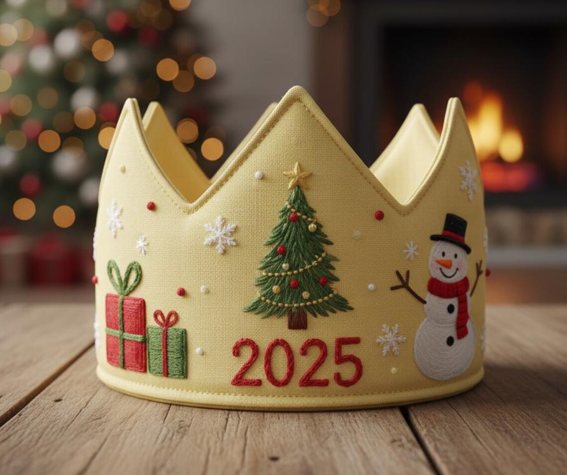 Christmas Hand Embroidered Linen Crown, Christmas Crown, Kid and Adult ...