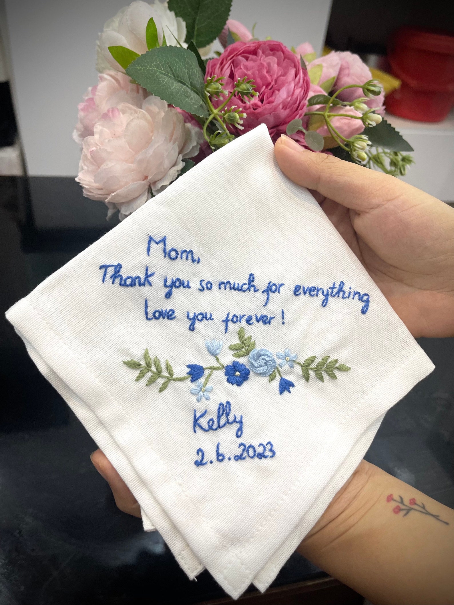 Hand Embroidered Handkerchiefs, Personalized Linen Wedding Handkerchief ...