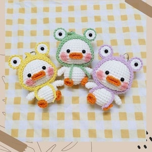 Crochet Cute Duck Keychain, Duck Wear Hat Keychain, Duck Wear Bag ...