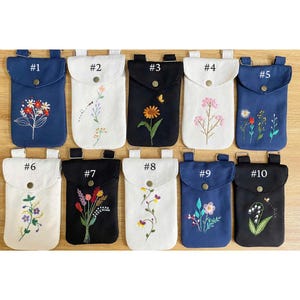 Hand Embroidered Crossbody Phone Bag, Handmade Phone Pouch ...