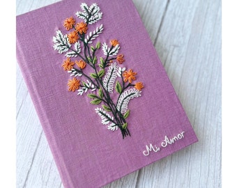 Custom Hand Embroidered Notebook, Handmade Fabric Notebook, Custom ...