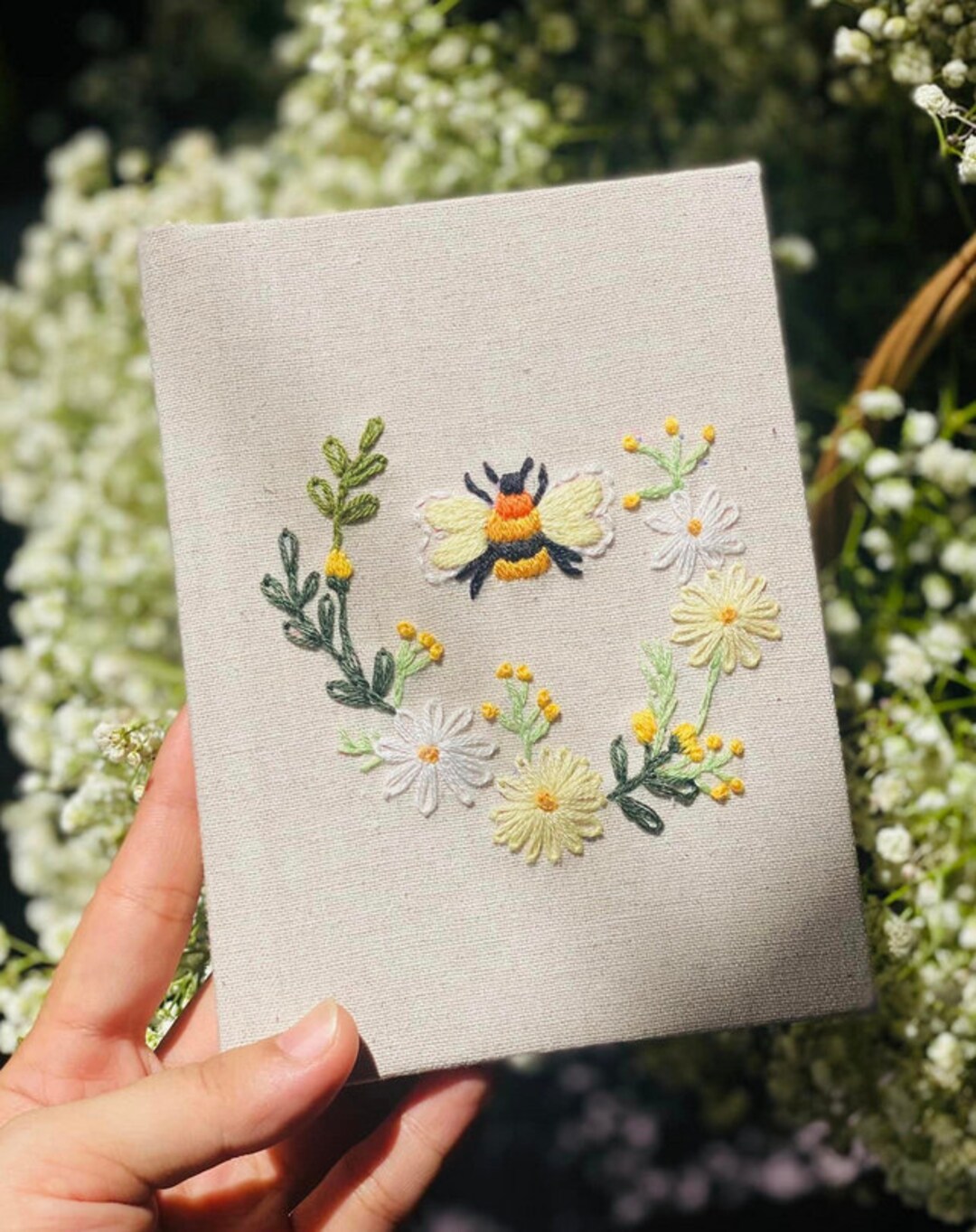 Personalized Journal Notebook A6 A5, Flower Hand Embroidered Notebook ...