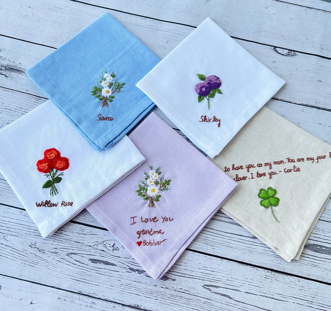 Custom Embroidered Handkerchiefs, Personalized Linen Embroidered ...