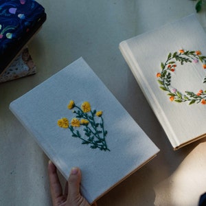 Personalized Handmade Notebook A5 A6, Floral Embroidered Notebook ...