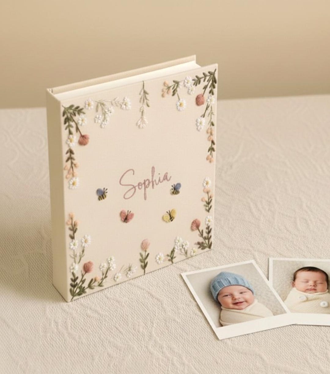 Hand Embroidered Photo Album With Sleeves, Personalized Photo Album ...