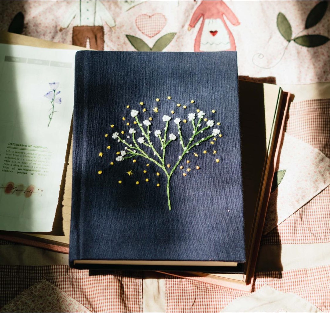 Botanical Personalized Journal A6 A5, Hand Embroidered Floral Notebook ...