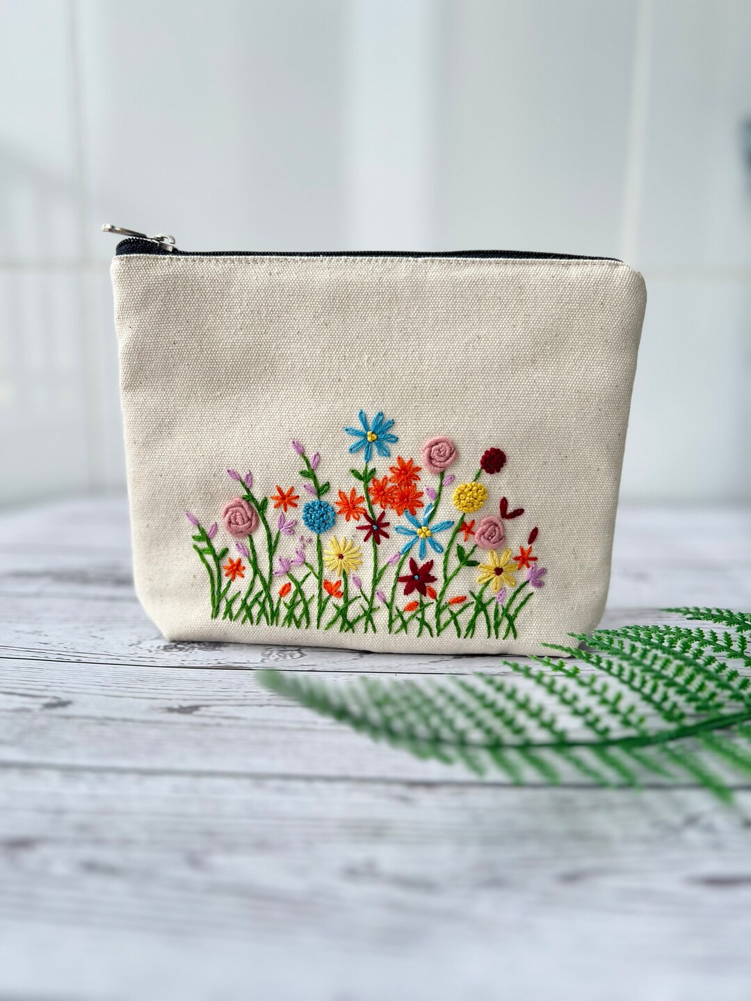 Personalized Embroidered Cosmetic Bag, Floral Women Wallet ...