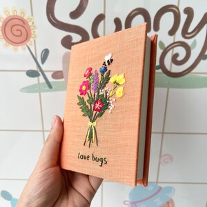 Flower Bouquet Embroidered Notebook, Custom Handmade Notebook, Hand ...